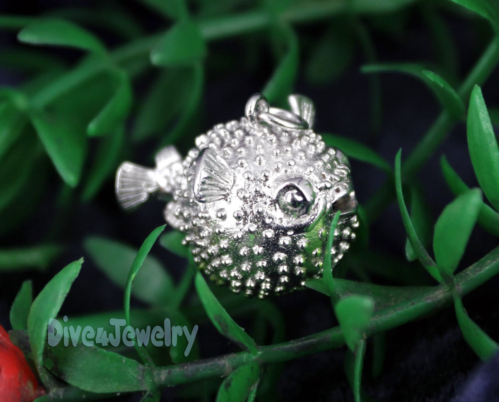 Puffer Fish Necklace Sterling Silver 3D Pufferfish Pendant | Etsy