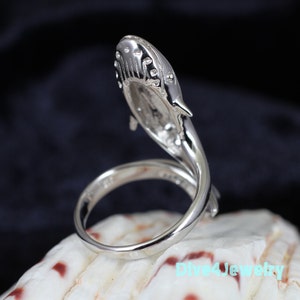 Whale Ring in Solid 925 Sterling Silver Blue Whale Wrap Ring Size ...