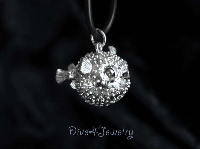 Puffer Fish Necklace Sterling Silver 3D Pufferfish Pendant - Etsy