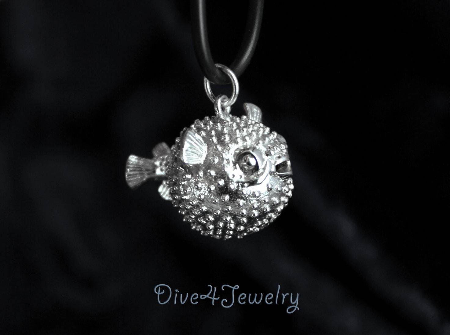 Puffer Fish Necklace Sterling Silver 3D Pufferfish Pendant - Etsy Australia