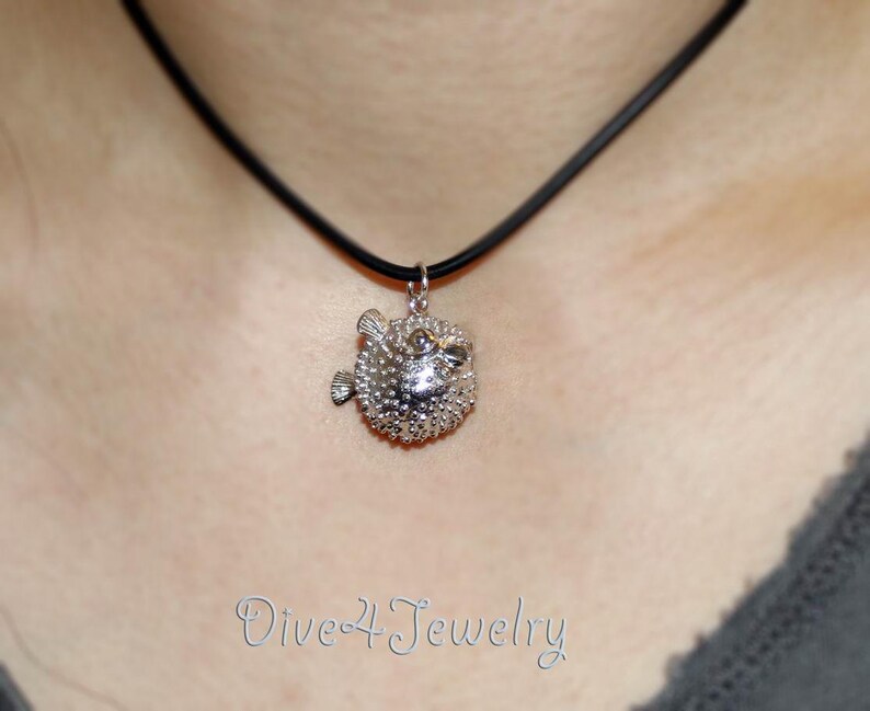 Puffer Fish Necklace Sterling Silver 3D Pufferfish Pendant - Etsy