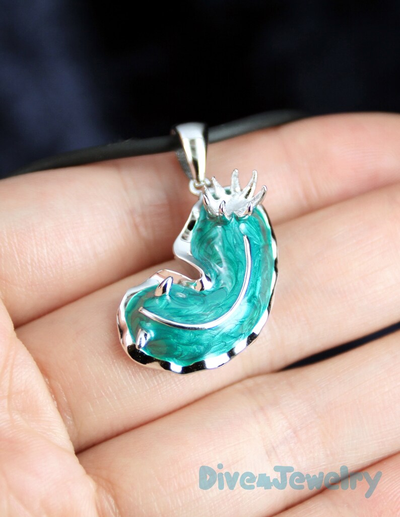 Nudibranch Necklace Sea Slug Necklace Sterling Silver 3D Green - Etsy