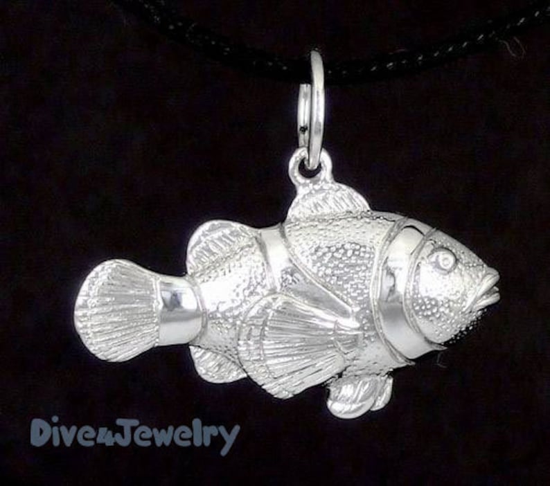 Clown Fish Necklace Sterling Silver Nemo Fish Pendant Ocean - Etsy