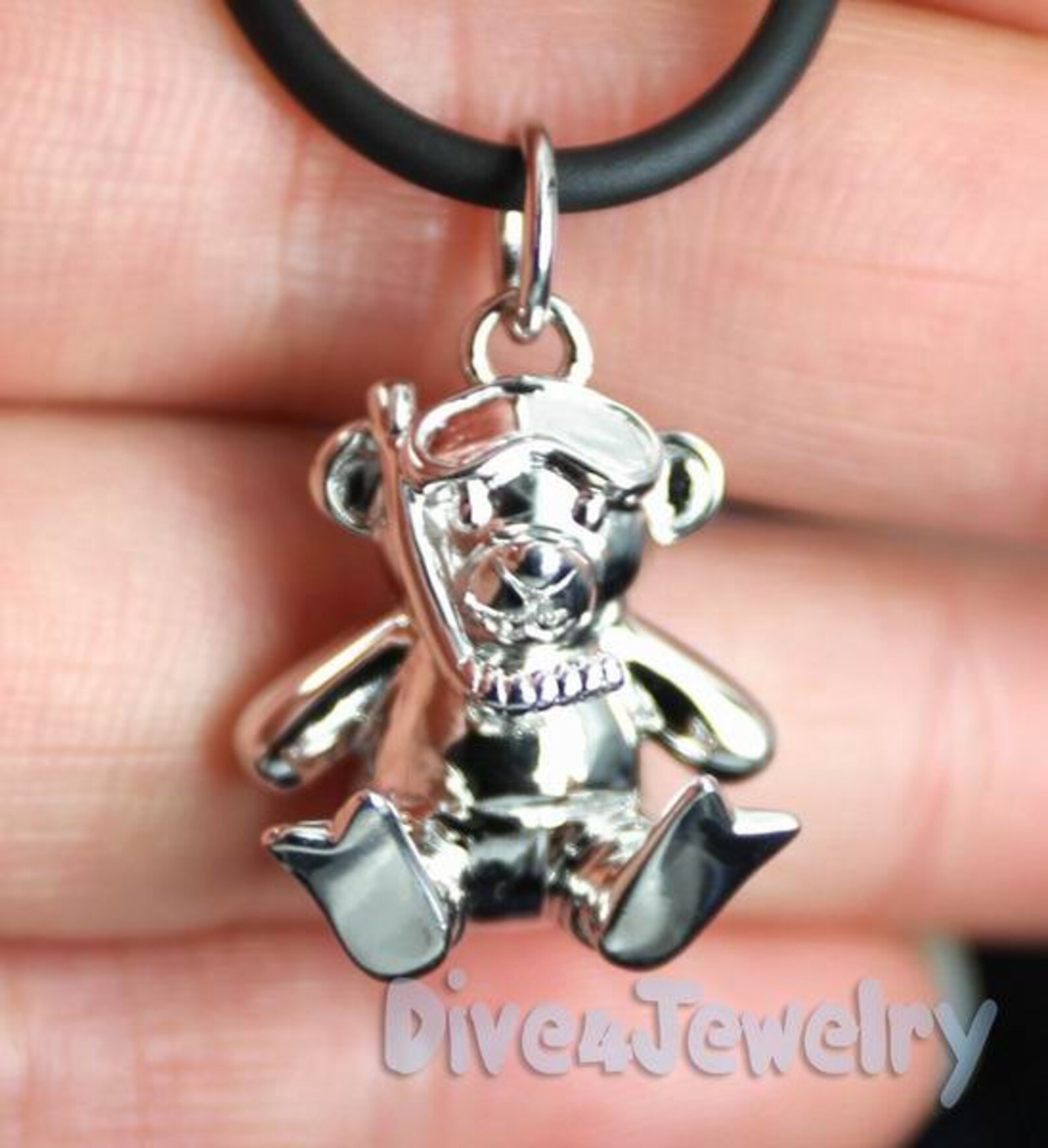 Diver Bear Necklace Sterling Silver Scuba Diving Teddy Bear Pendant ...