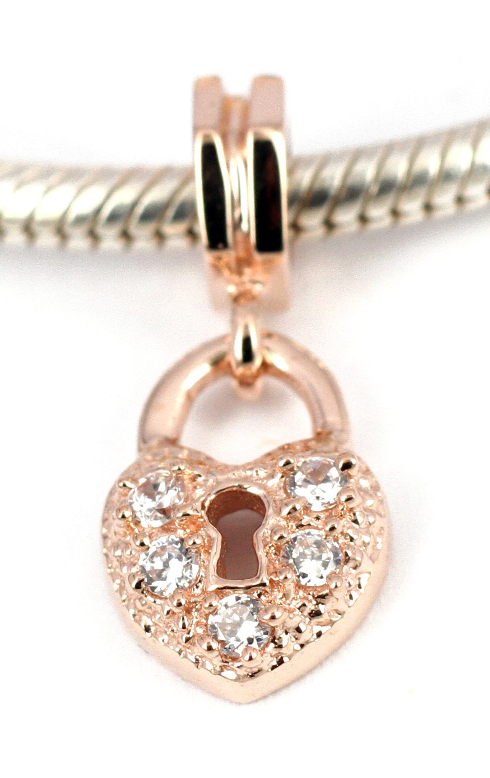 Love Heart Lock Charm Solid 9K 9ct Gold or Rose Gold With Cz Gemstones ...