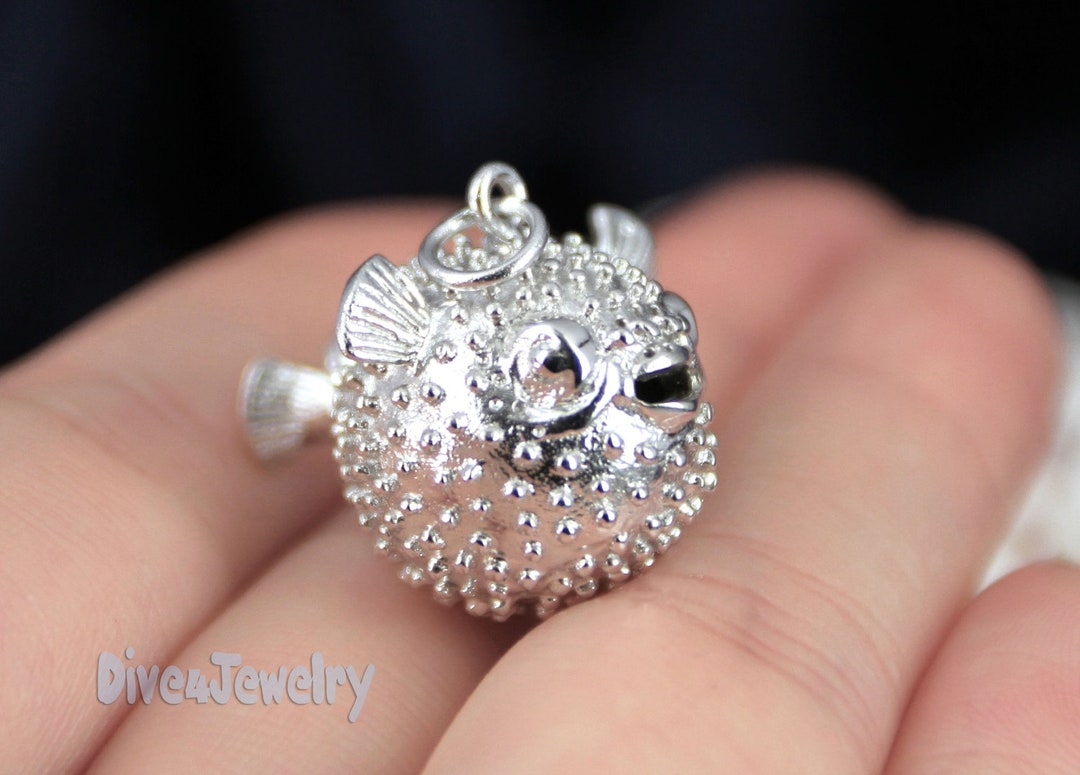 Puffer Fish Necklace Sterling Silver 3D Pufferfish Pendant Necklace ...