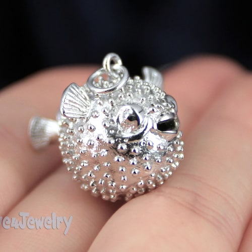 Little Puffer Fish Charm Sterling Silver 3D Pufferfish Pendant - Etsy