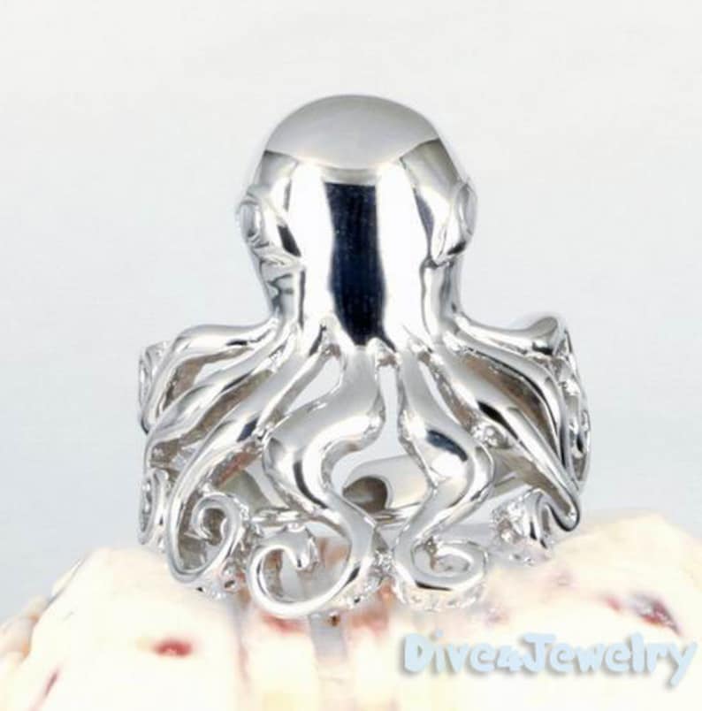 Anillo de pulpo en sólido 925 plata esterlina open wrap tamaño - Etsy España