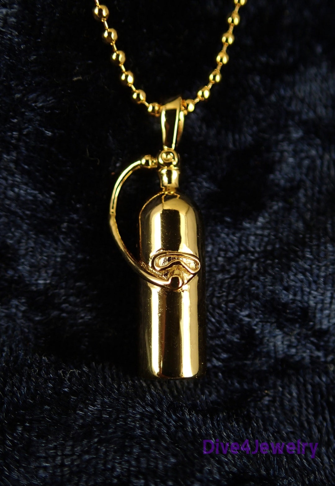 Scuba Diving Dive Tank Pendant Solid 925 Sterling Silver Gold Plated 3D ...