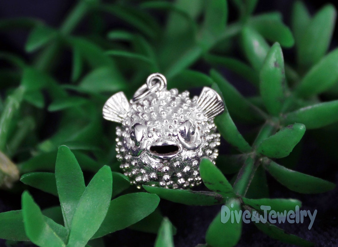 Puffer Fish Necklace Sterling Silver 3D Pufferfish Pendant | Etsy