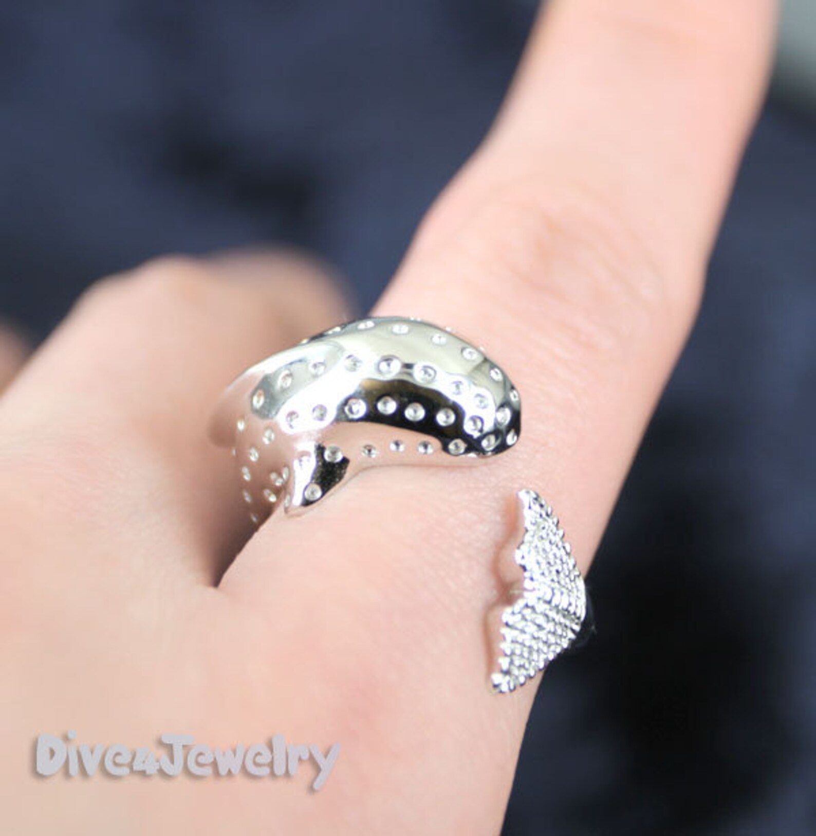 Whale Ring in Sterling Silver Rhodium Plated Whale Shark Ring - Etsy