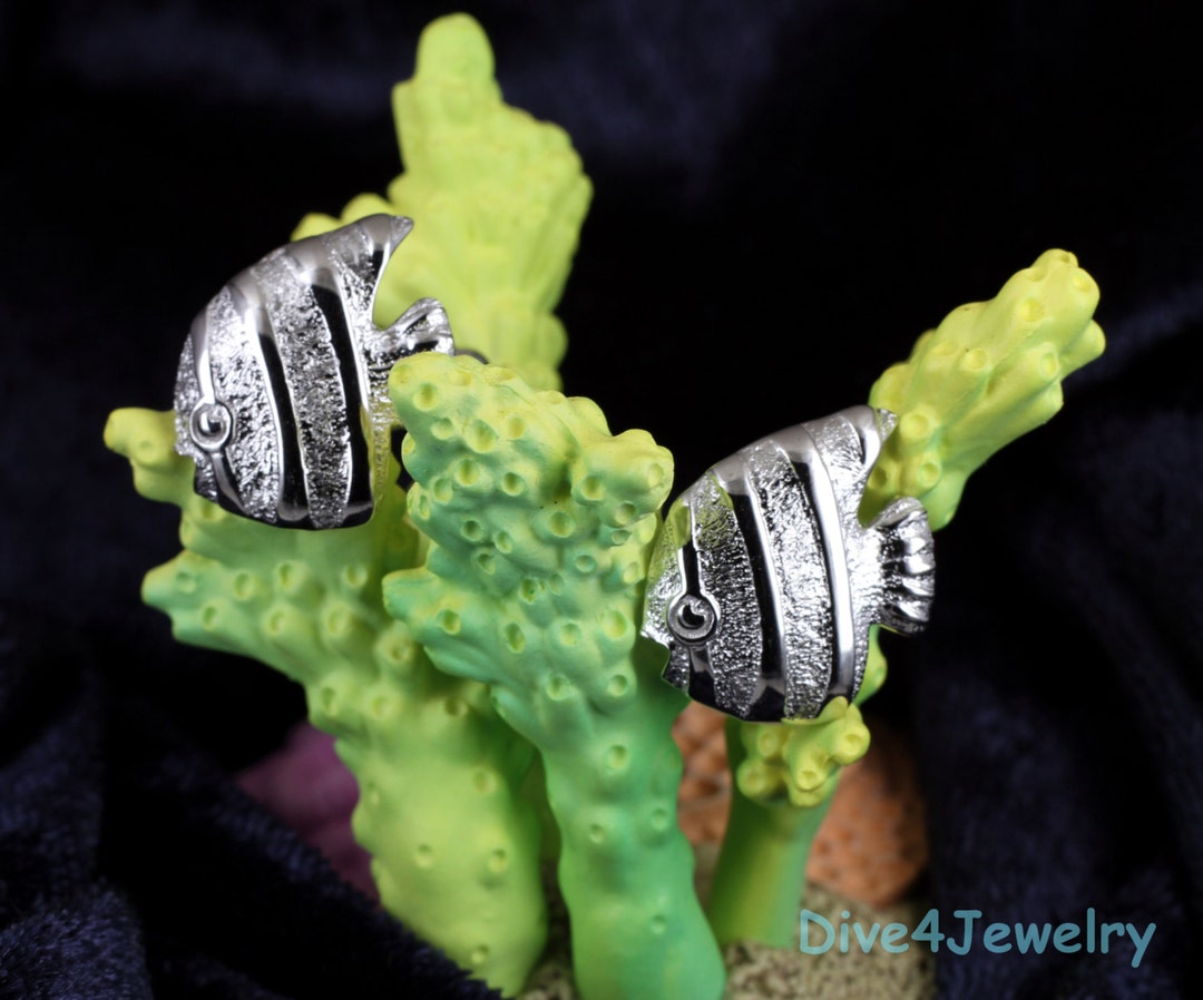 Angel Fish Cufflinks Solid Sterling Silver Rhodium Plated Angelfish ...