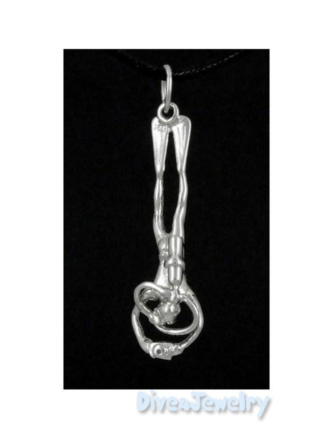 Scuba Diver Necklace Underwater Photographer Solid 925 Sterling Silver ...