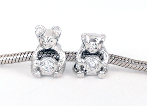 Koala Bear Bead Teddy Bear Bead in Solid 925 Sterling Silver | Etsy