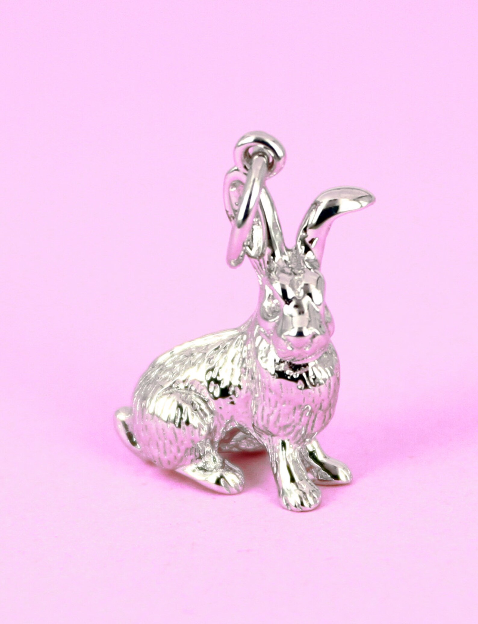 Rabbit Bunny Charm Solid 925 Sterling Silver Cute 3D Animal - Etsy