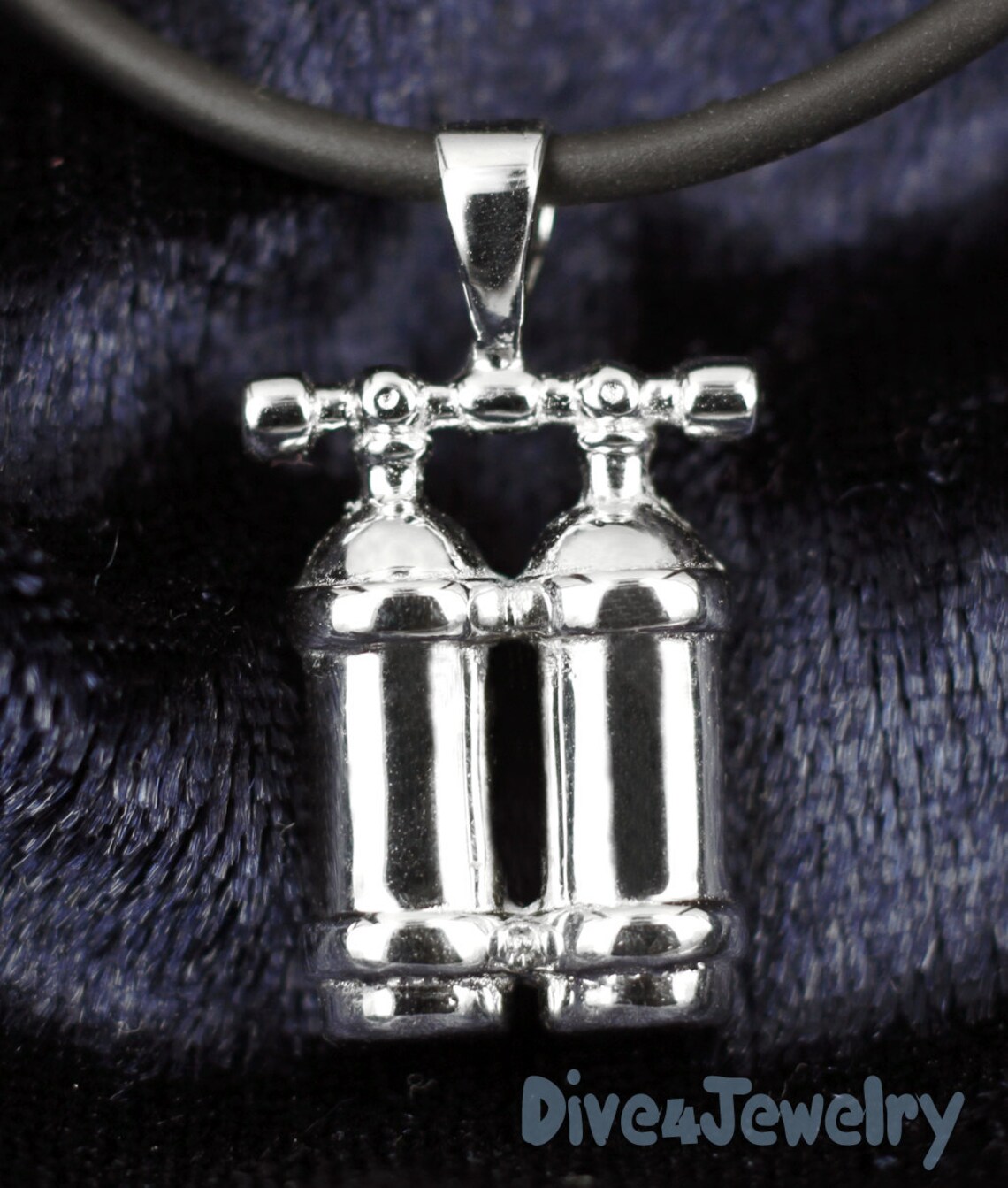 Dive Tank Necklace Solid 925 Sterling Silver 3D Scuba Diving Twin Tanks ...