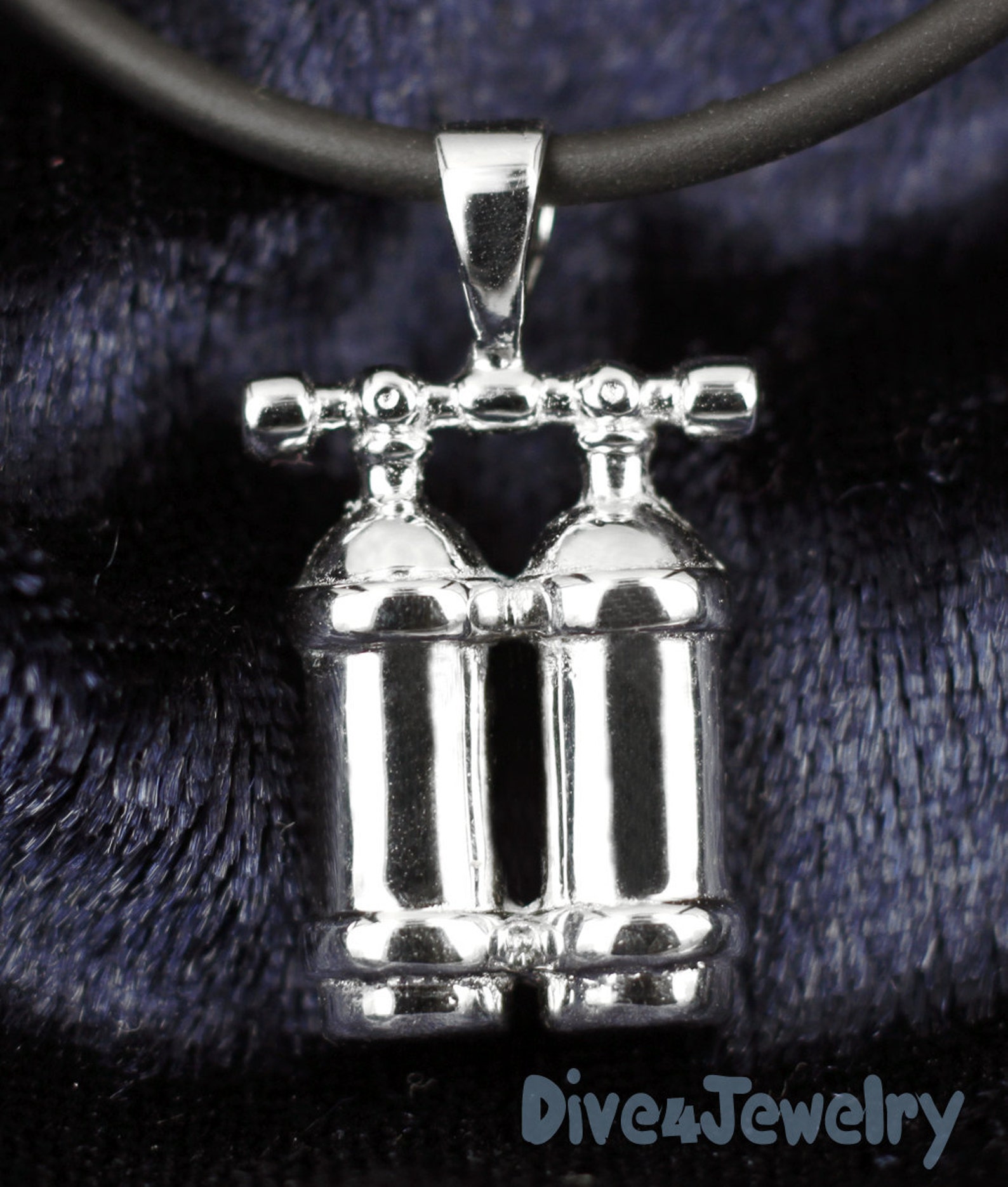 Dive tank Necklace Solid 925 Sterling Silver 3D Scuba Diving | Etsy