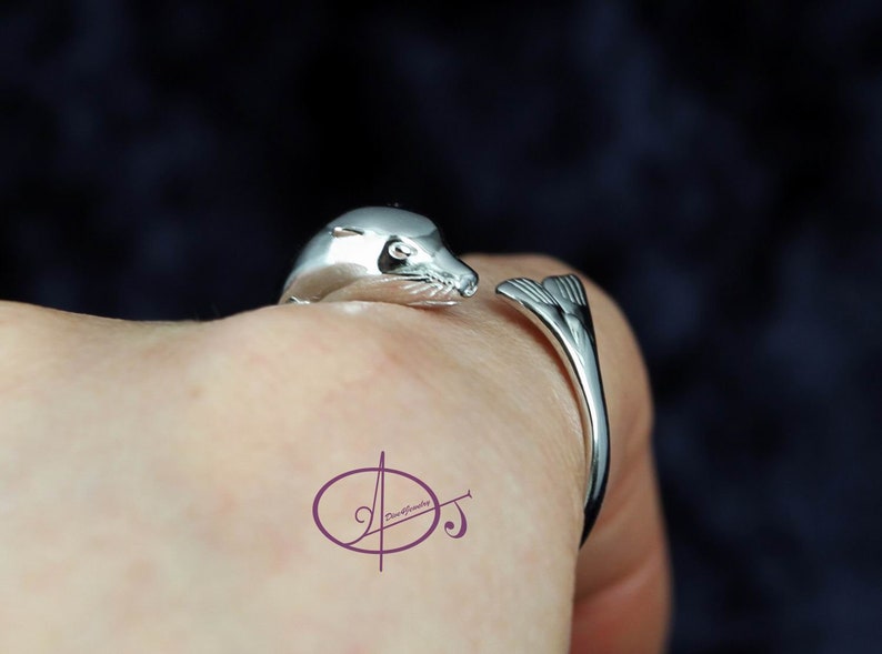 Sea Lion Ring Solid 925 Sterling Silver Rhodium Plated Size - Etsy