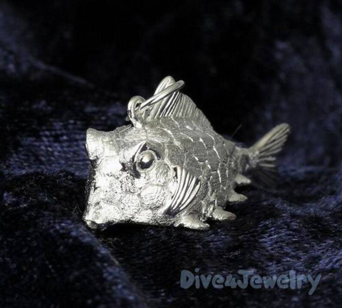 Cow Fish Necklace Sterling Silver 3D Satin Cowfsih Pendant | Etsy