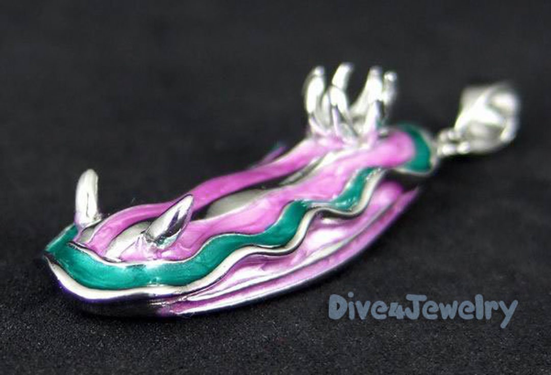 Nudibranch Necklace Sea Slug Necklace Sterling Silver Colorful Purple ...