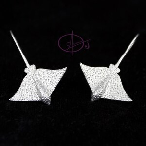 Spotted Eagle Ray Earrings Solid 925 Sterling Silver Satin Hook ...