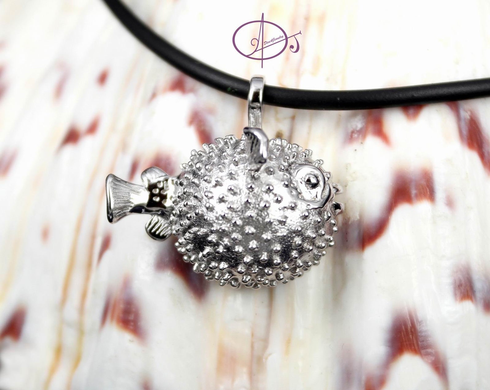 Solid 925 Sterling Silver Puffer Fish Pendant Necklace Sealife - Etsy