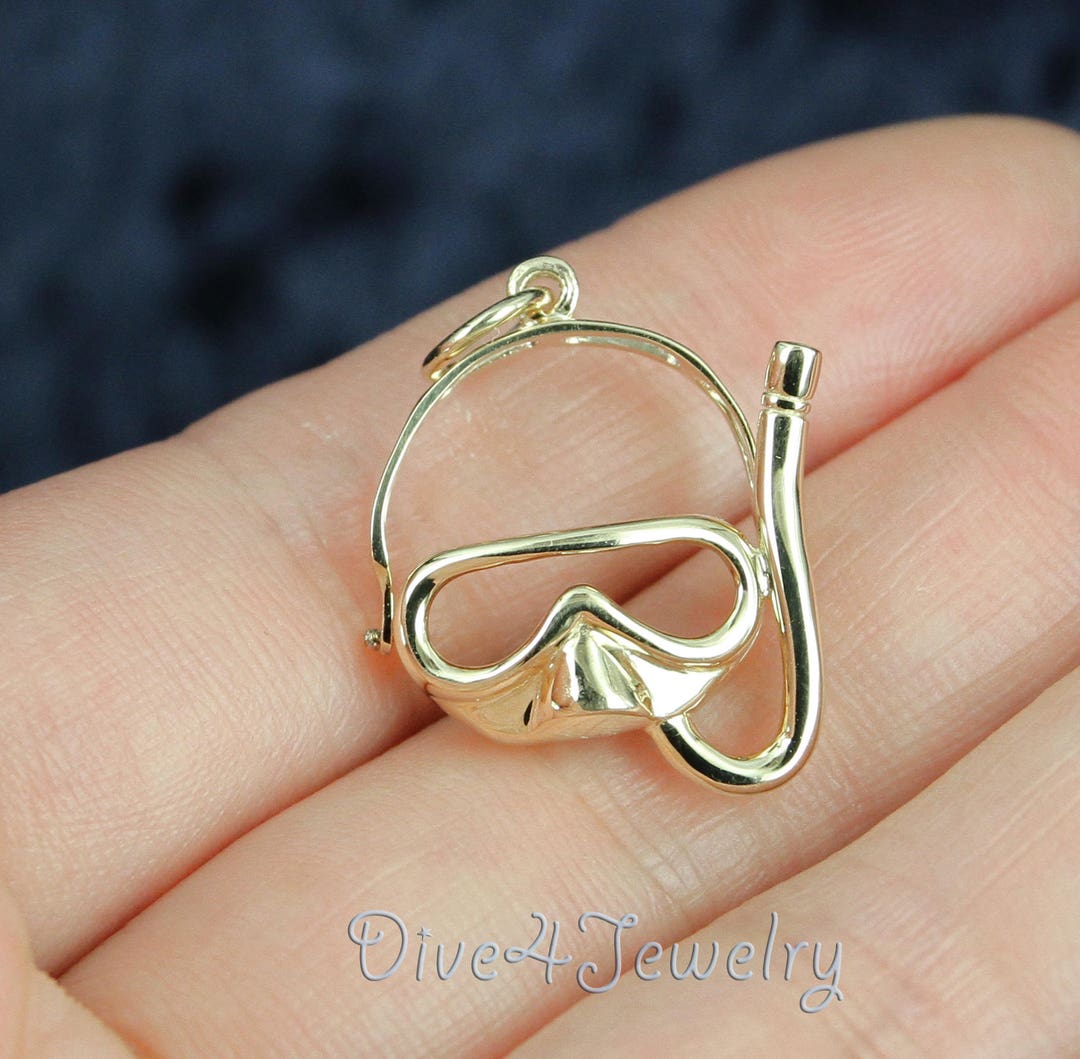9K Snorkel Diving Mask Charm Moveable Strap Genuine Solid 9CT 9K Yellow ...