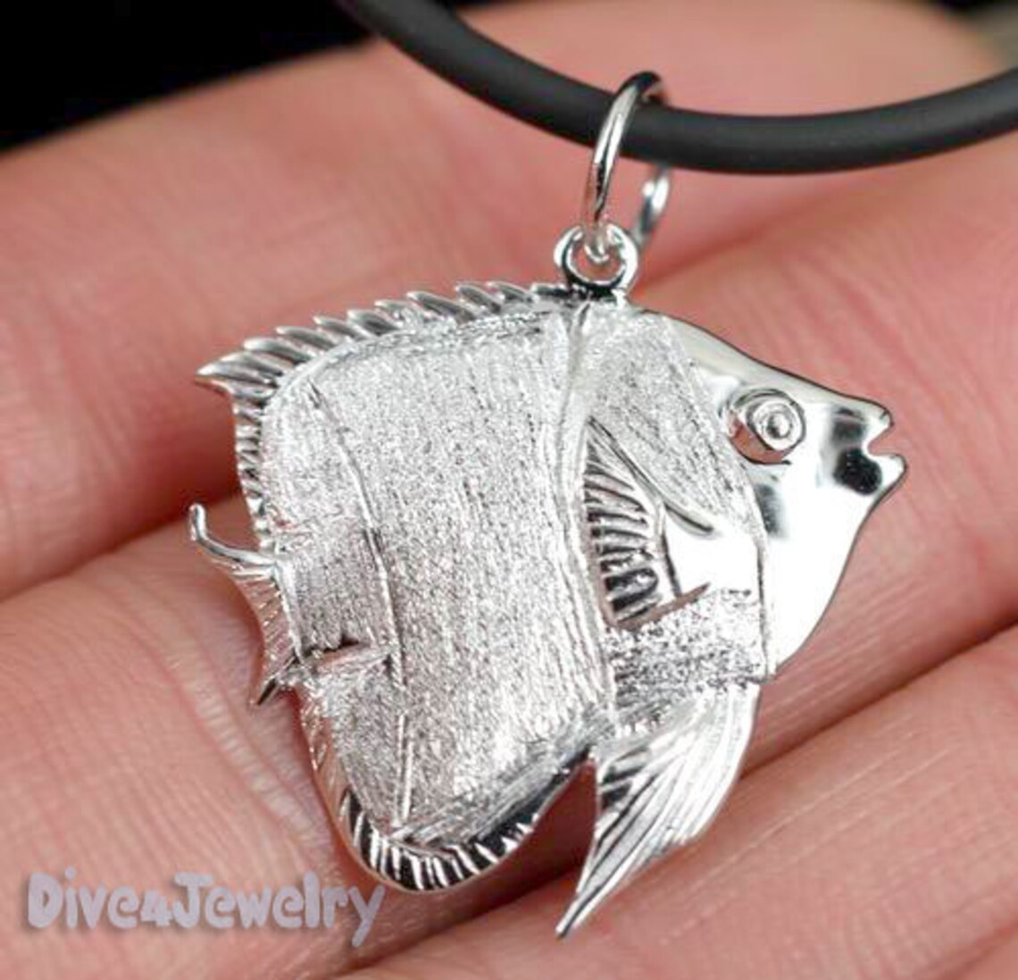 Batfish Angelfish Fish Necklace Sterling Silver 3D Fish - Etsy