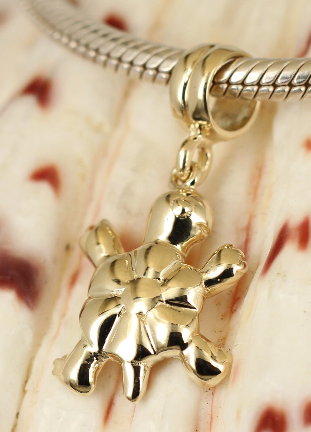 Gold Turtle Charm Solid 9ct 9K Yellow Gold Turtle Dangle Charm Bead or ...