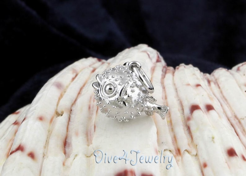 Little Puffer Fish Charm Sterling Silver 3D Pufferfish Pendant With ...