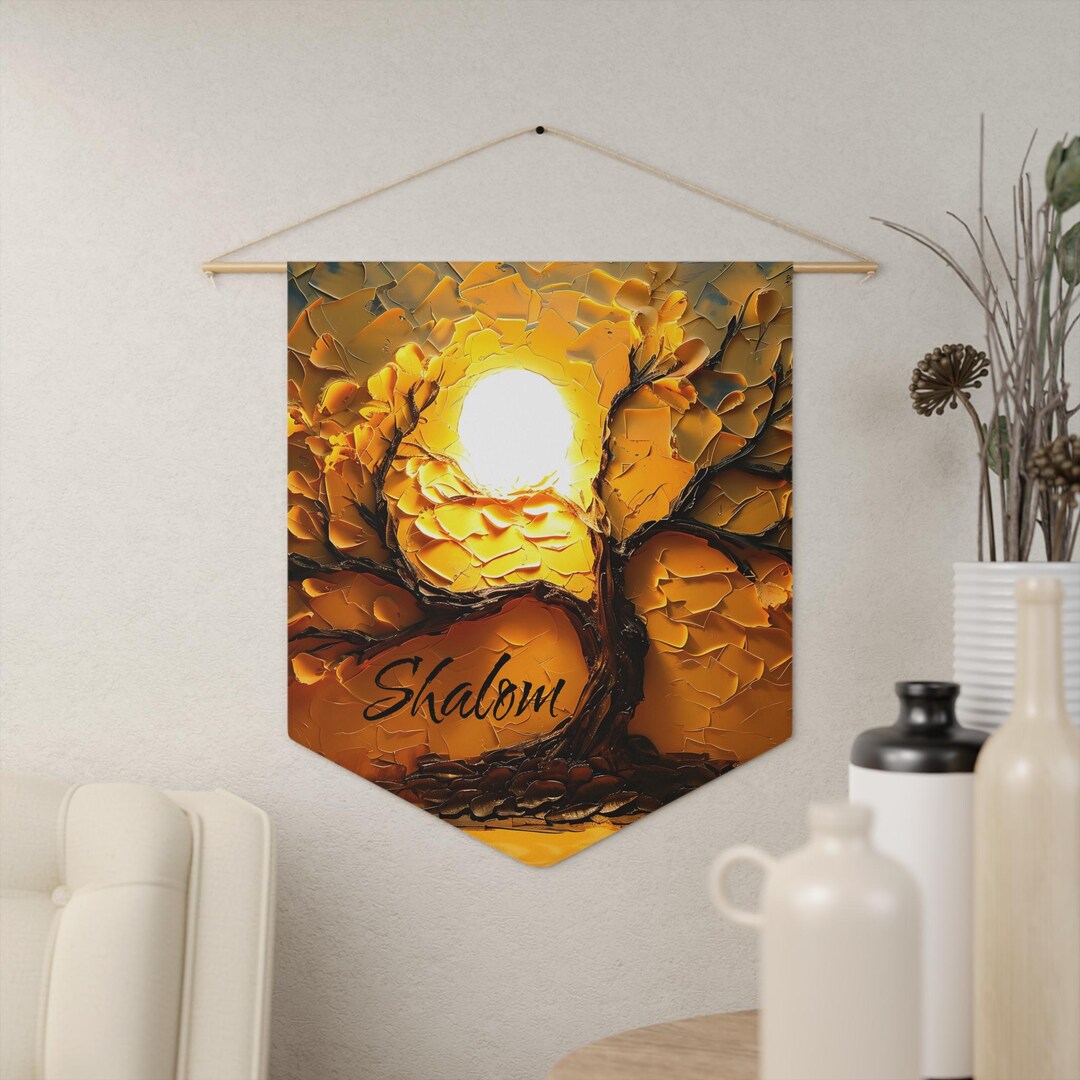 Shalom Pennant Banner, Tree of Life, Jewish Home Decor - Etsy