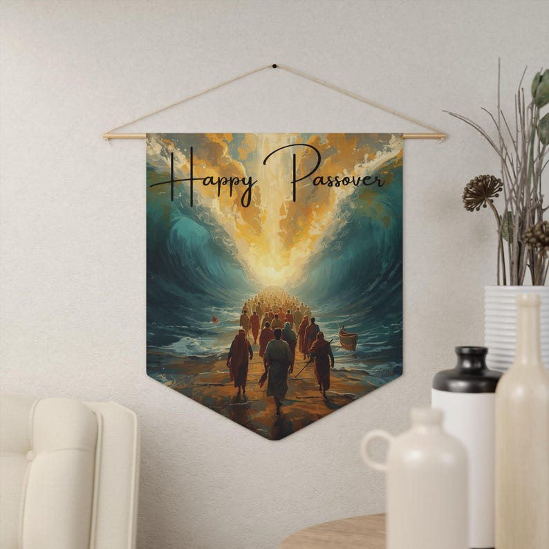 Passover Pennant Banner - Exodus Red Sea Wall Hanging, Jewish Holiday ...