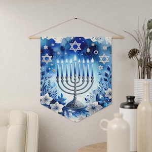 Hanukkah Menorah Pennant Banner, Jewish Holiday Decor - Etsy