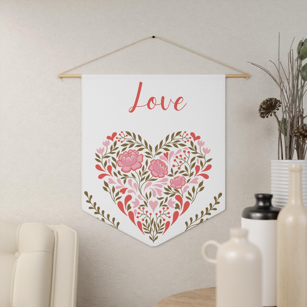 Floral Heart Love Pennant | Wall Banner - Etsy