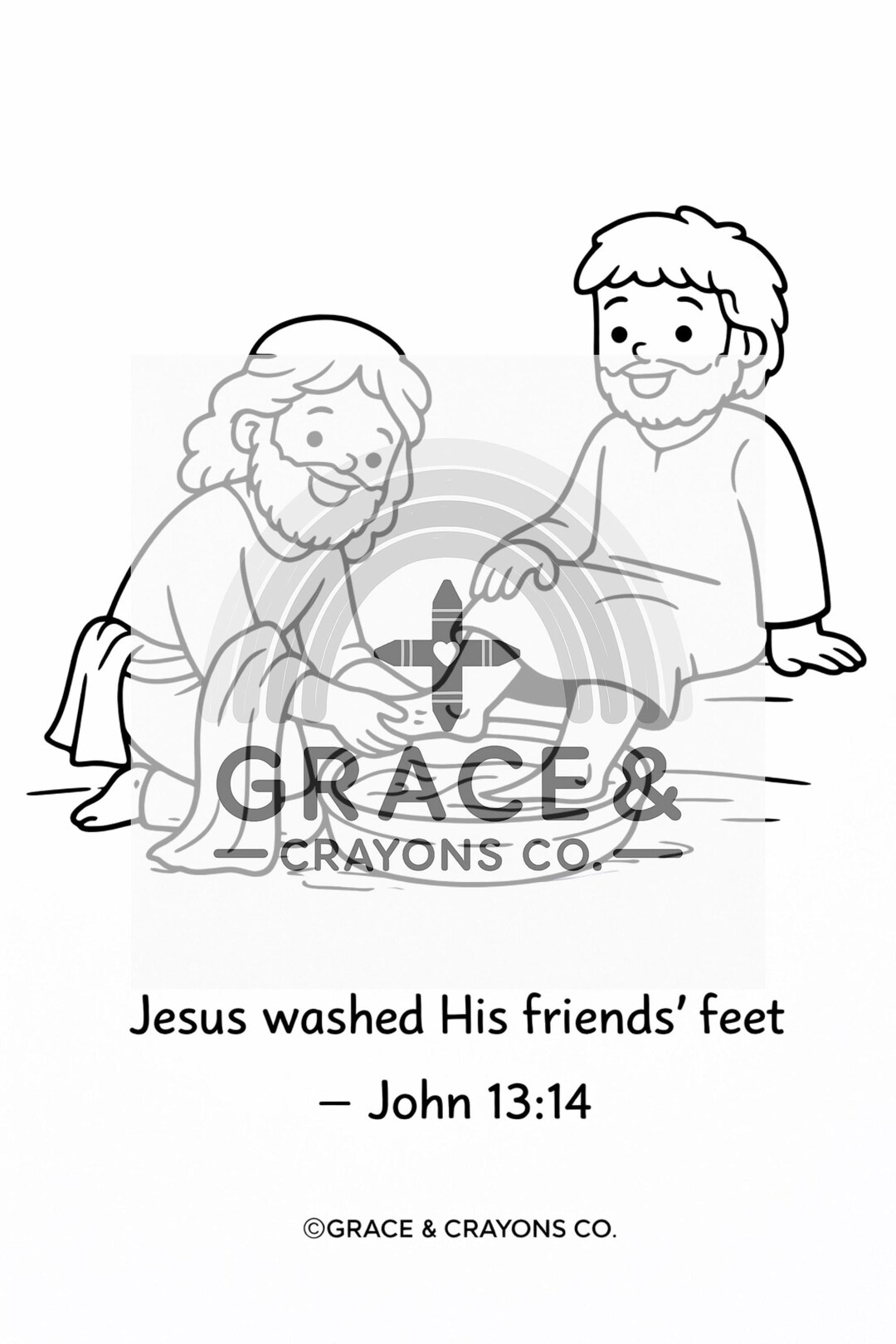 Jesus Washed the Disciples' Feet - Coloring Sheet - Etsy UK