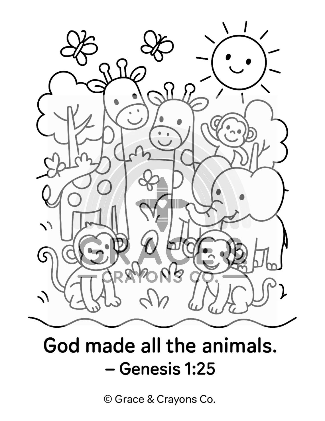Creation – God Made Animals – Toddler Coloring Page - Etsy