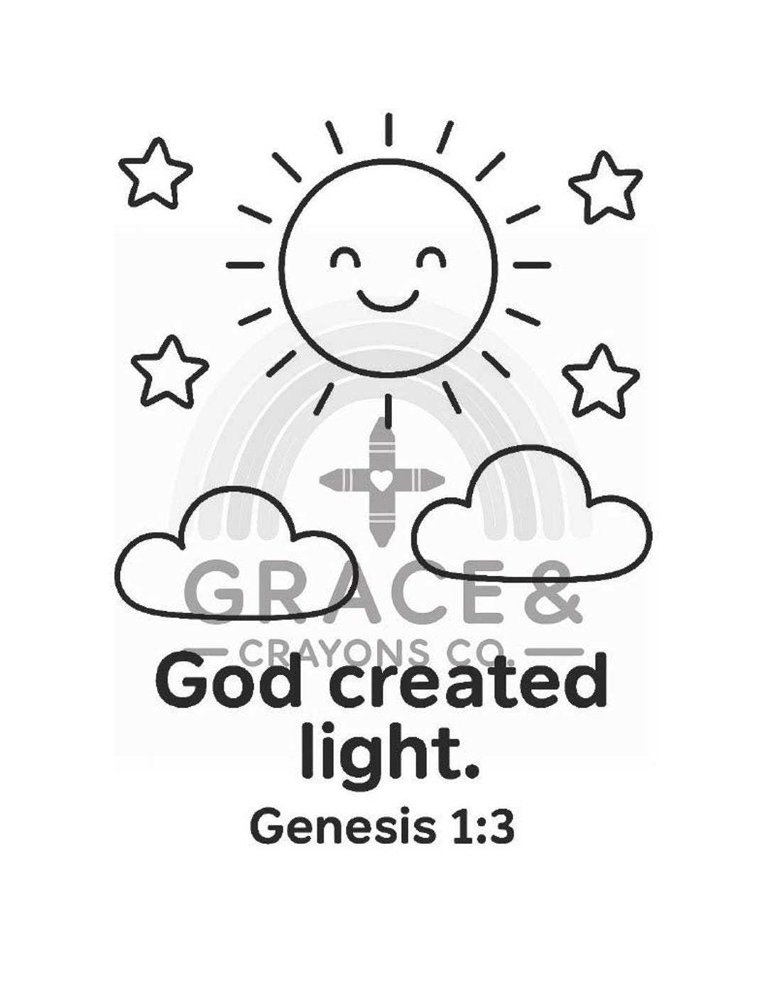 God Made Light - Creation Coloring Sheet - Etsy