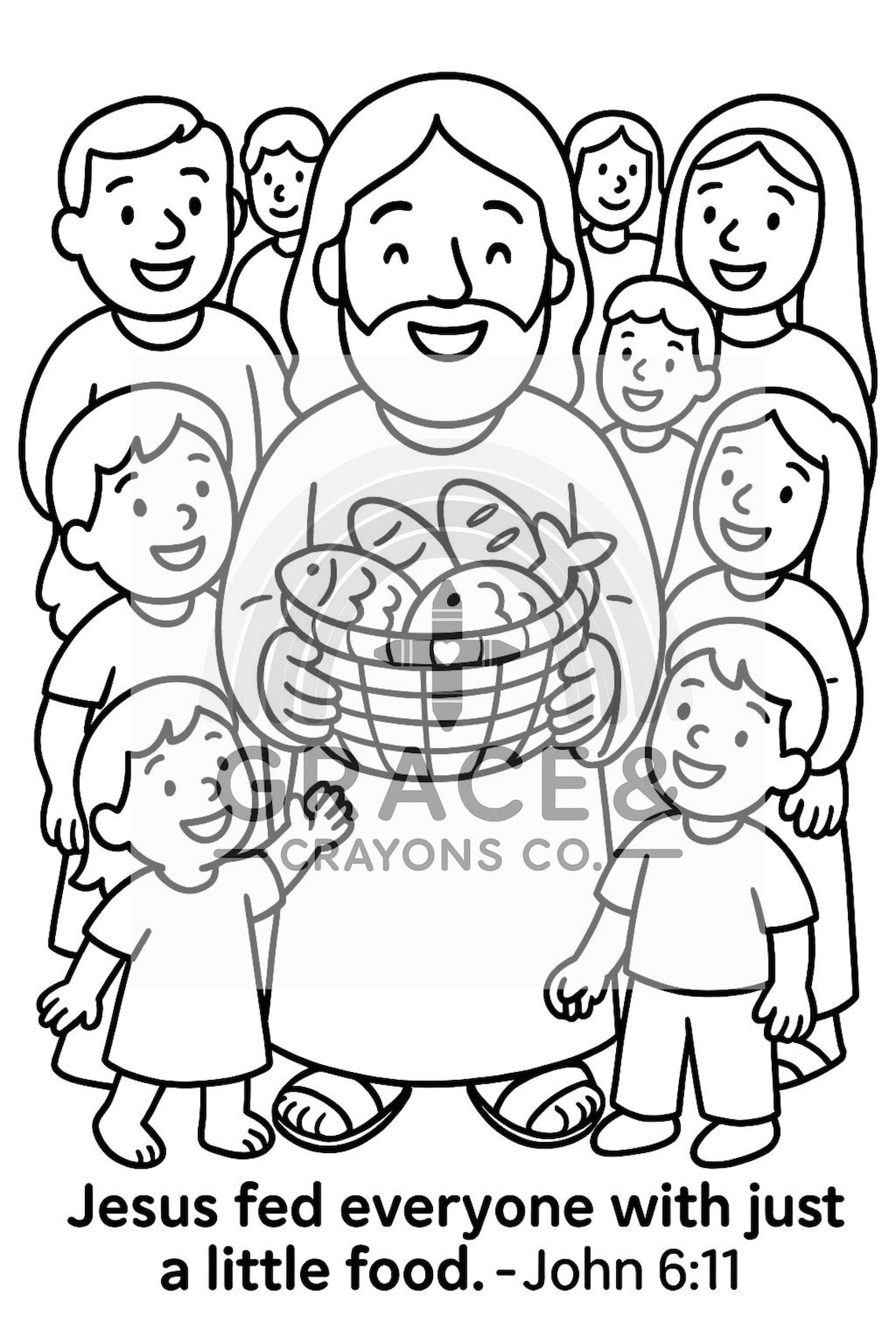 Jesus Feeds the 5000 Coloring Sheet - Etsy