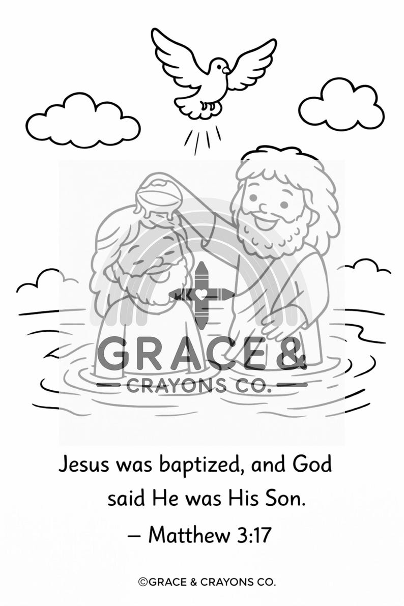 The Baptism of Jesus - Coloring Sheet - Etsy