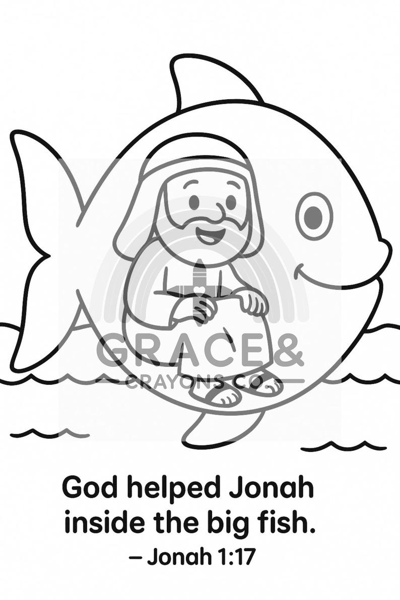 Jonah and the Big Fish Coloring Sheet - Etsy