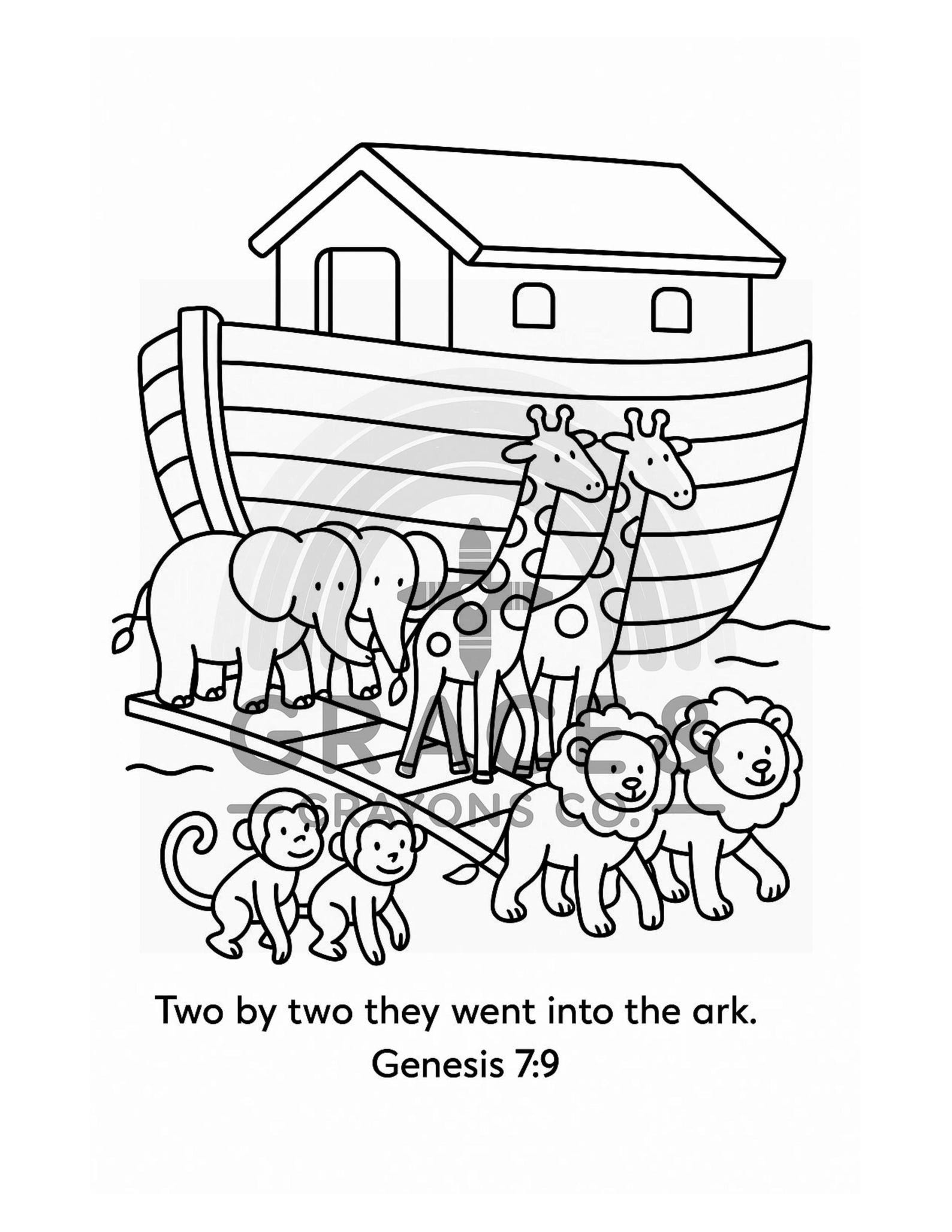 Noah's Ark Coloring Sheet - Etsy