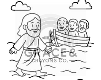 Jesus Walks on Water Coloring Page | Christian Kids Beach Printable ...