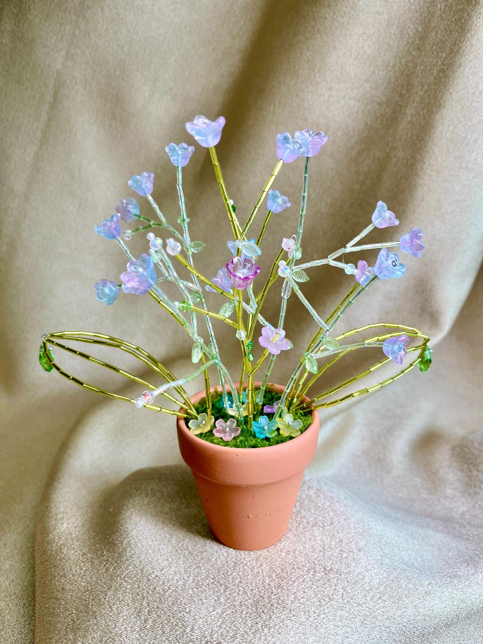 Beaded Wildflower Mini Pot | Handmade Crystal Floral Decor | Fairy ...