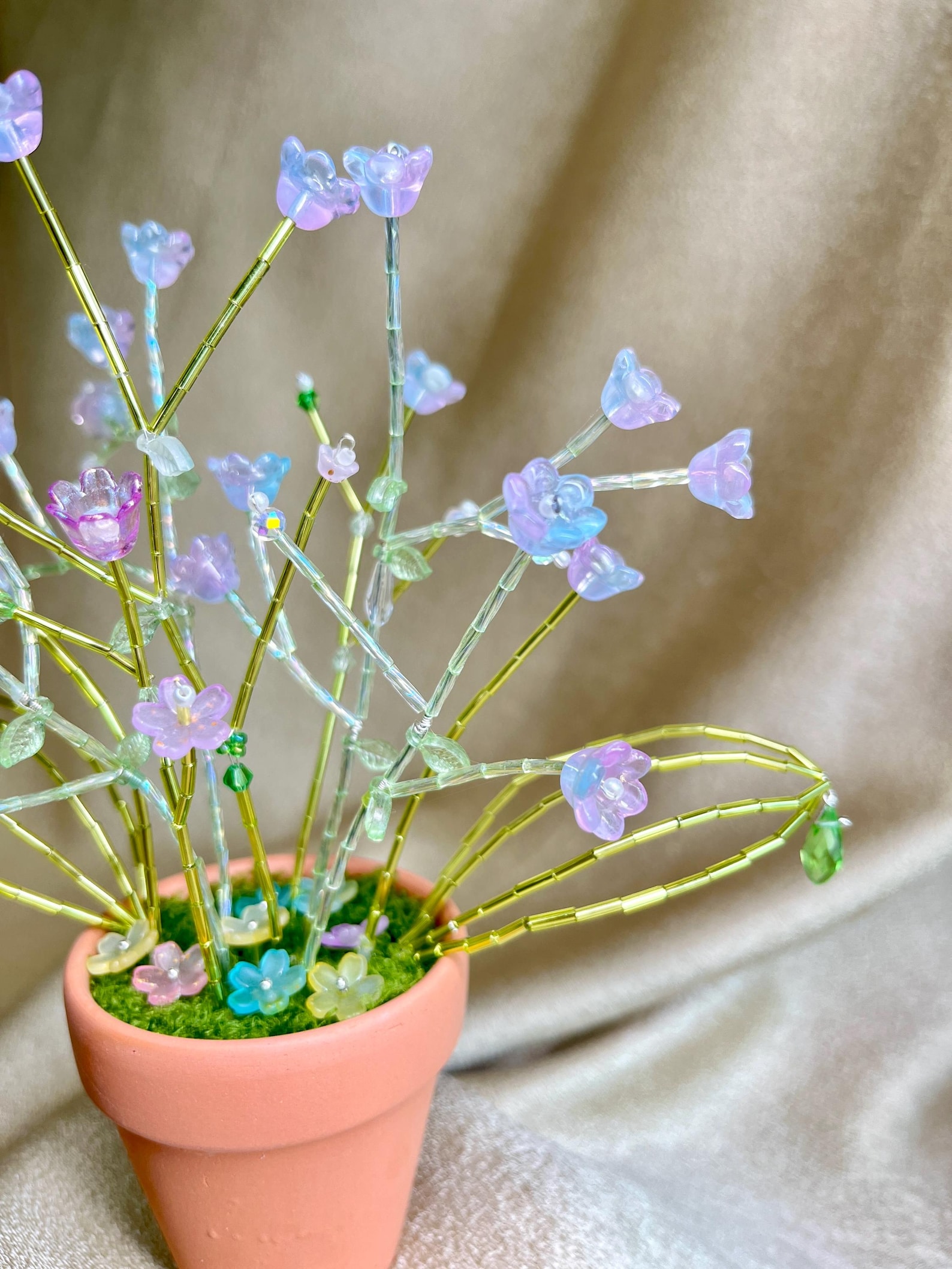 Beaded Wildflower Mini Pot | Handmade Crystal Floral Decor | Fairy ...