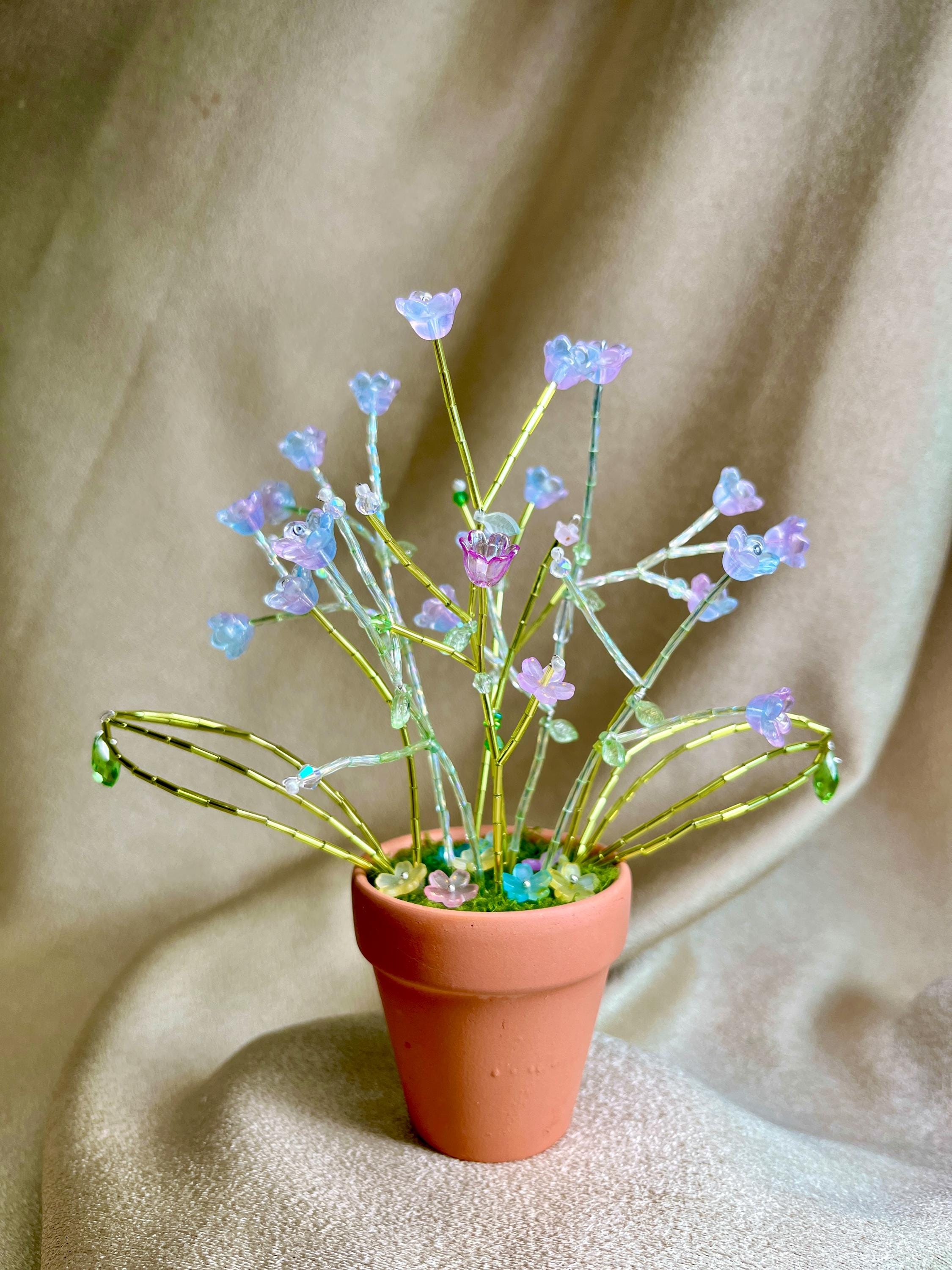 Beaded Wildflower Mini Pot | Handmade Crystal Floral Decor | Fairy ...