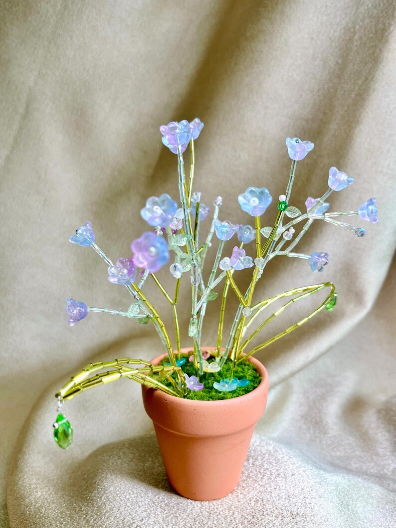 Beaded Wildflower Mini Pot | Handmade Crystal Floral Decor | Fairy ...