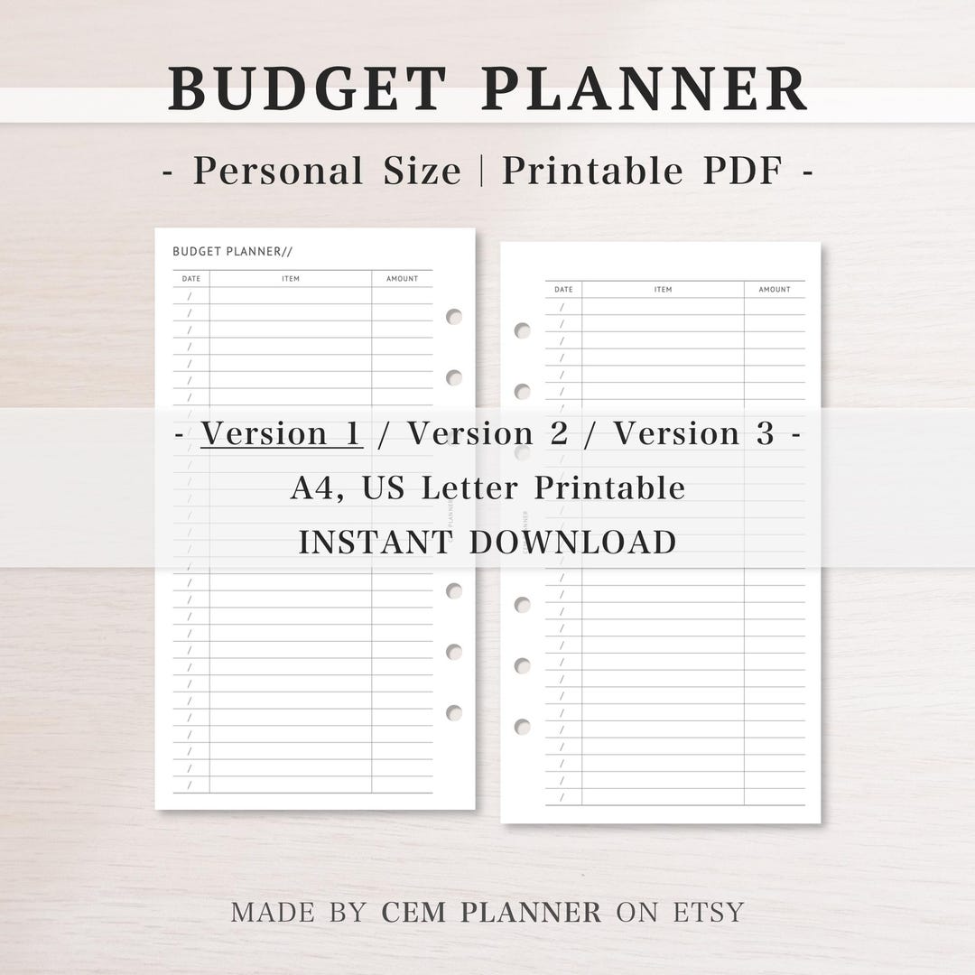 Simple Budget Personal Planner Insert｜undated Expense, Income, Money ...