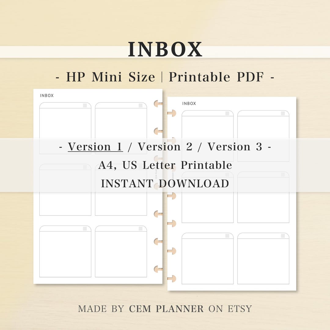 Inbox Planner Inserts - HP Mini Size｜blank Box, to Do, Idea List, Brain ...