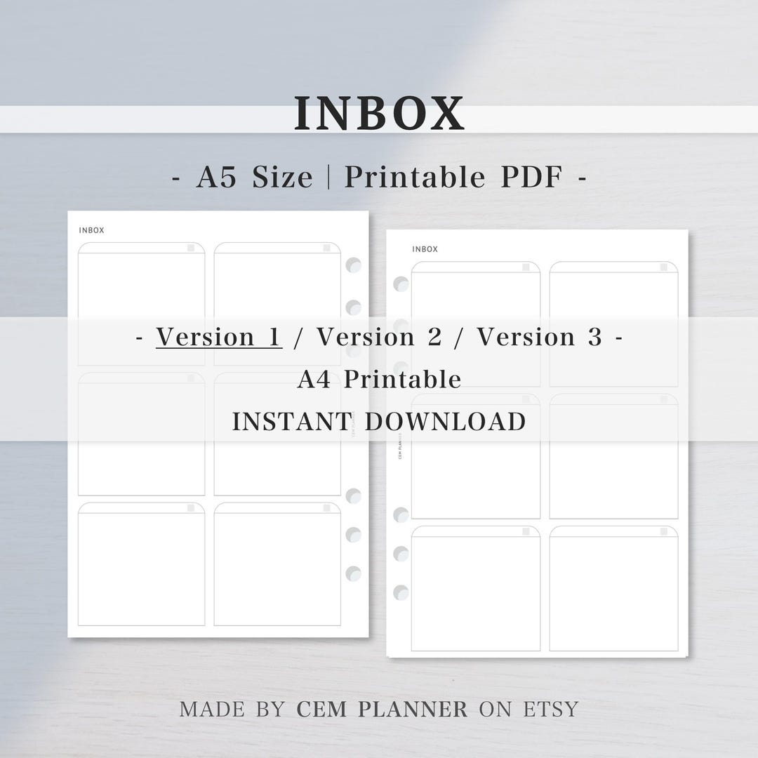 Inbox Planner Inserts - A5 Ring Size｜blank Box, to Do, Idea List, Brain ...