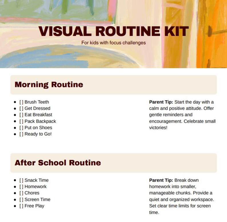 ADHD Visual Schedule for Kids – Printable Routine Chart | Morning ...